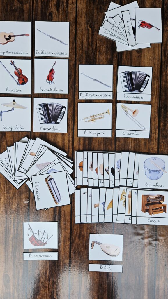 Les instruments de musique - Jeux Montessori