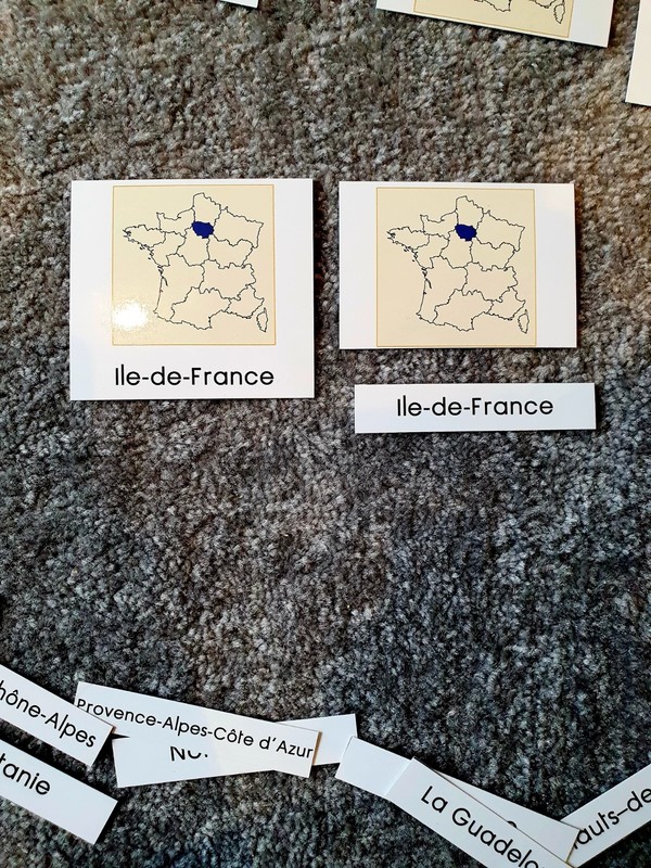 Les régions de France - Jeux Montessori