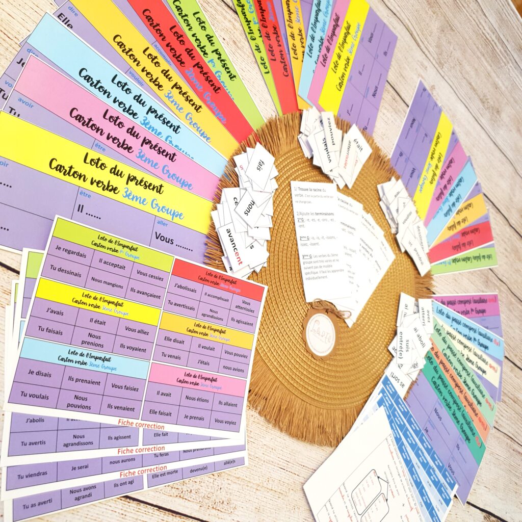 Pack de 4 lotos de conjugaison - Jeux Montessori